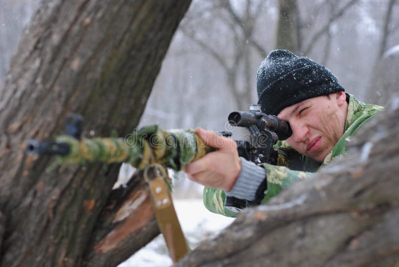 The sniper. stock photo. Image of camouflage, sniper - 18494324