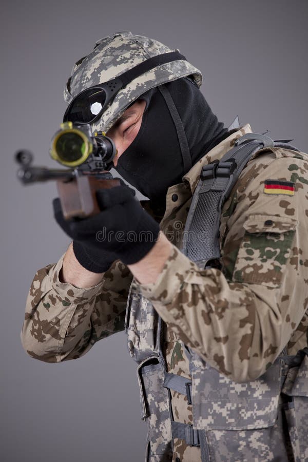 Sniper Aiming Gun stock image. Image of grass, face, extreme - 33160993