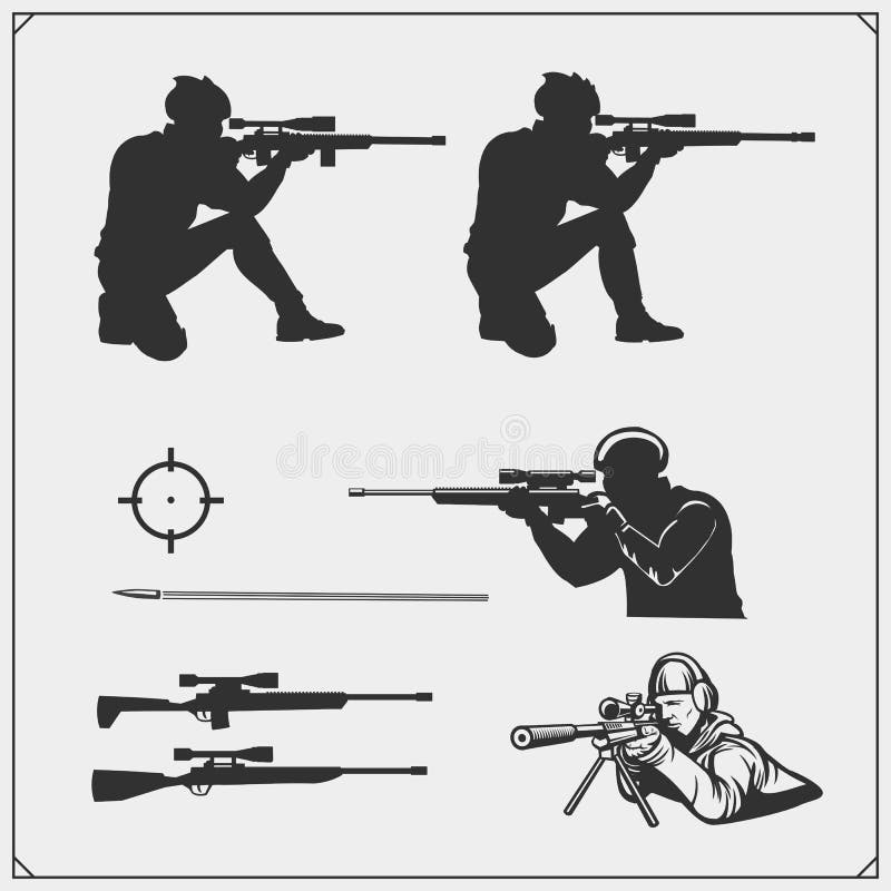 Sniper Emblems for Sport Team. Sniper Club Labels and Design Elements ...