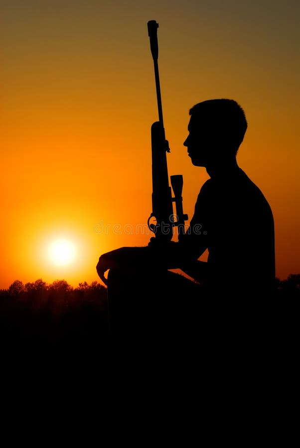 The sniper has a rest stock image. Image of terrorism - 5073309