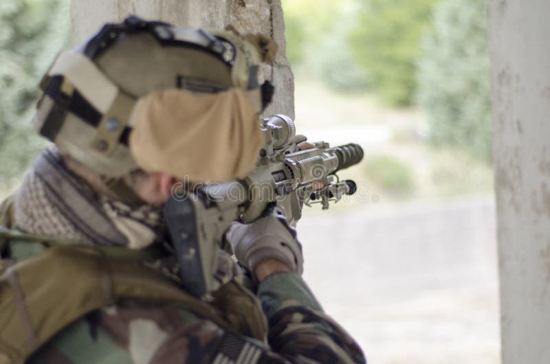 Sniper Multicam M4 Scope Sniper Stock Photo - Image of gunman, infantry ...
