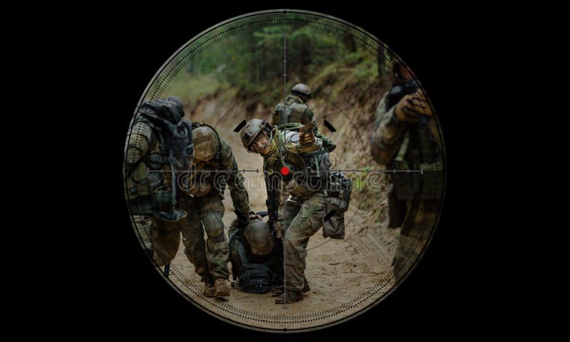 Rangers Team during Night Operation Hostage Rescue.view through Stock ...