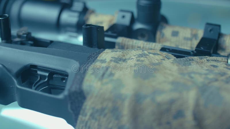 Sniper Rifle on CSI Expert Table - Close Up Stock Footage - Video of ...