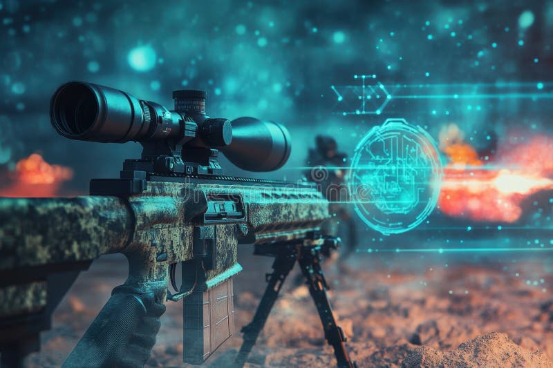 Advanced Sniper Rifle with Digital Interface in Futuristic Combat ...