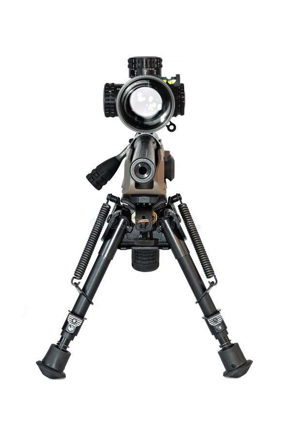 A Sniper Rifle with an Optical Sight Under the Bipod Front View Stock ...