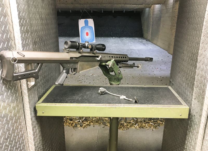 Sniper Rifle in Shooting Gallery Stock Photo - Image of daytime, hunt ...