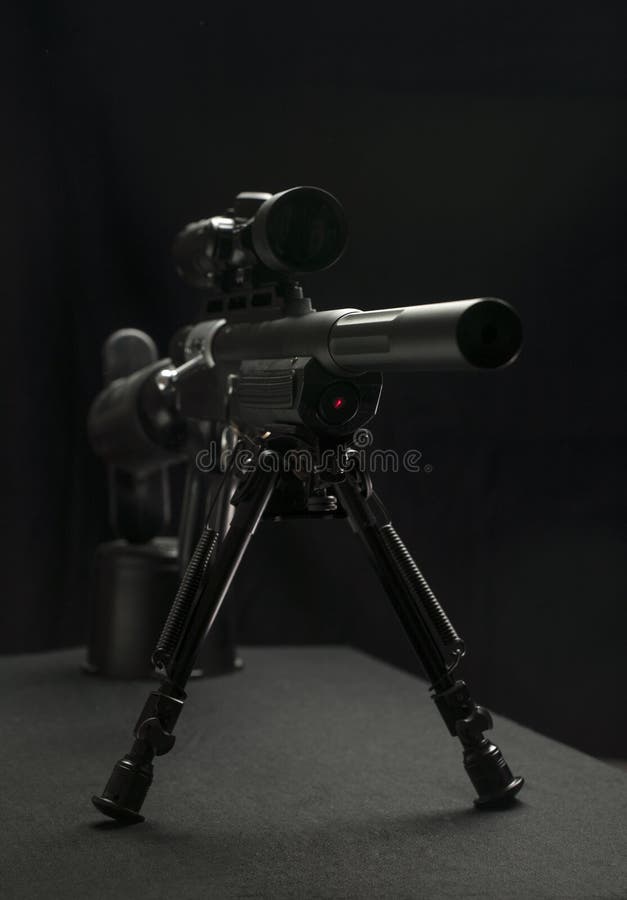 Sniper rifle with a stand stock photo. Image of clip - 85199046