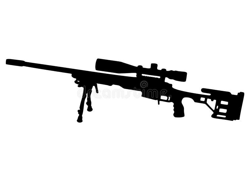 Sniper rifle on a stand. stock vector. Illustration of submachine ...
