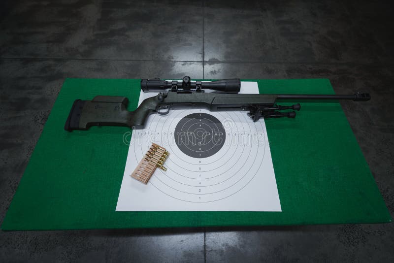 Sniper Rifle and Target for Shooting in a Shooting Range Stock Image ...