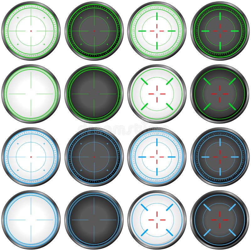 Sniper Scope Target Colorful Set Stock Vector - Illustration of range ...