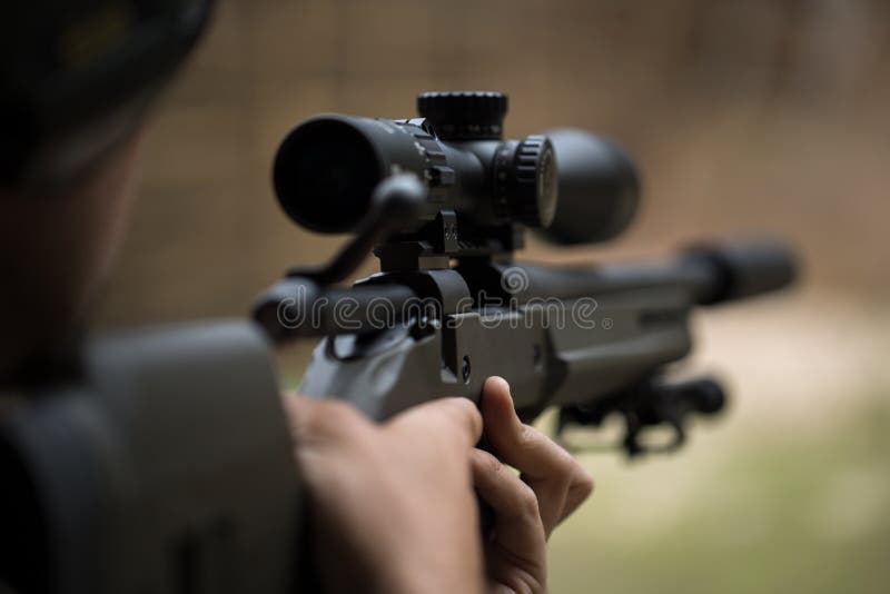 Sniper Shooting Rifle by Looking through a Scope Stock Image - Image of ...