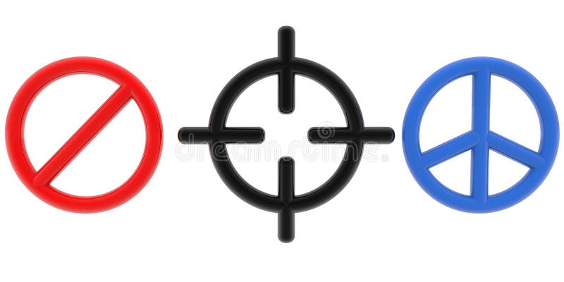 Sniper Sight between Peace and Prohibition Signs Stock Illustration ...