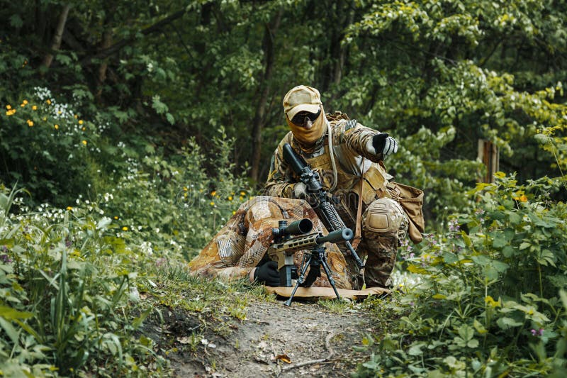 Sniper and Spotter of Green Berets Stock Photo - Image of soldier ...
