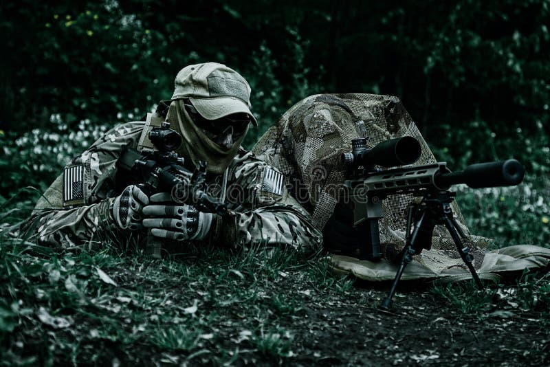 Sniper and Spotter of Green Berets Stock Photo - Image of military ...