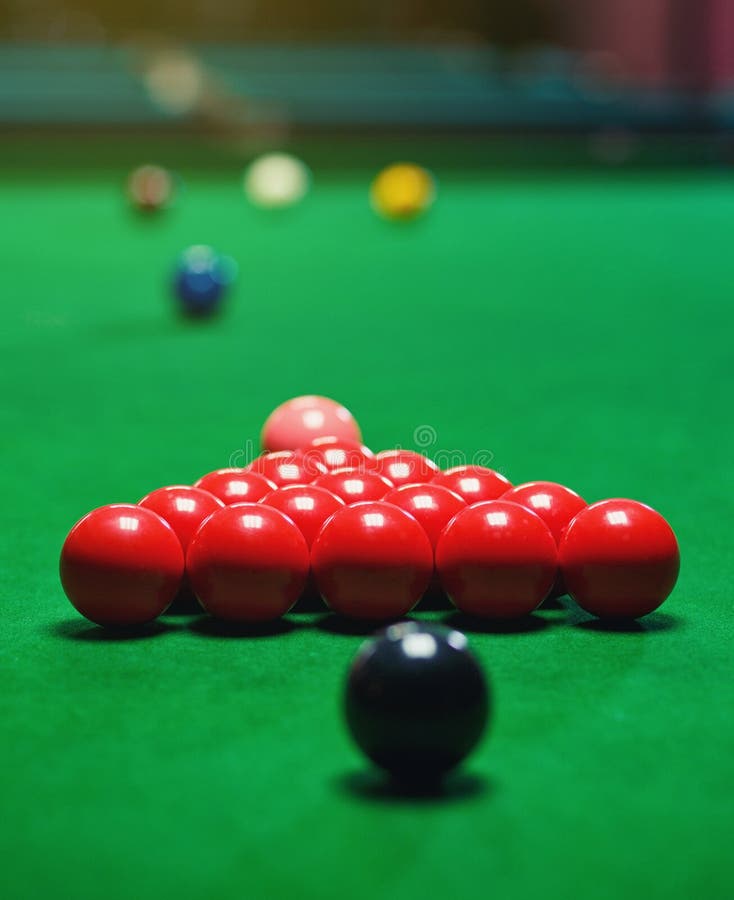 Snooker Balls Set on a Green Table Stock Photo - Image of break, table ...