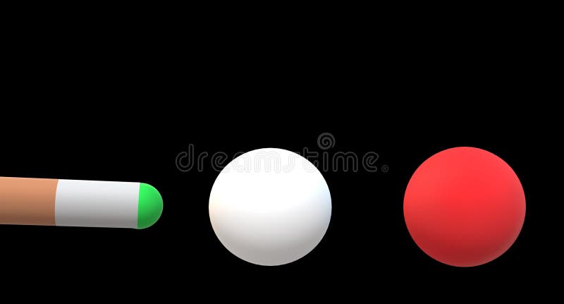 Snooker Cue White and Red Balls Side View Black Backdrop Stock ...