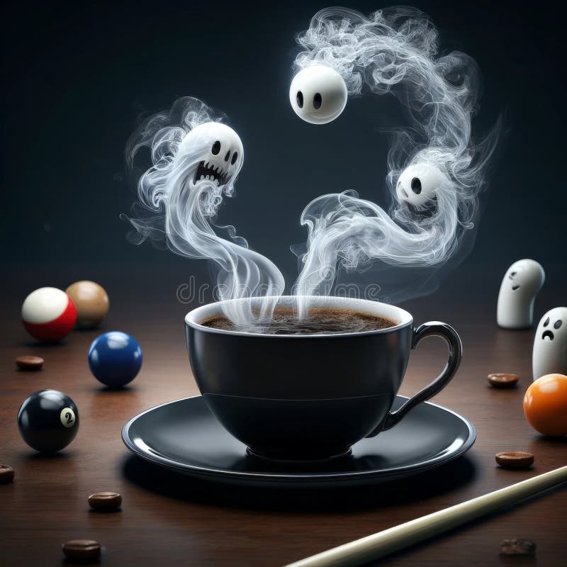 Snooker Game Formed by Coffee Smoke Art Stock Illustration ...