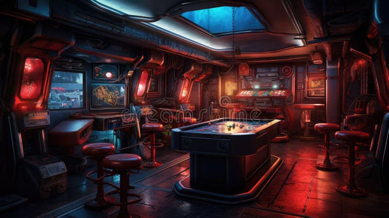 Snooker Game Room, Interior Design with Pool Table and Amazing Light ...