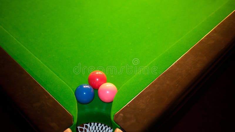 Snooker Table with Three Balls in the Corner Stock Photo - Image of ...