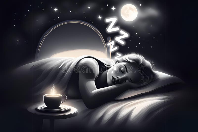 Snooze black and white zzz stock illustration. Illustration of person ...