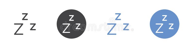 Snooze Icon Flat Set in Black and White Color Stock Illustration ...