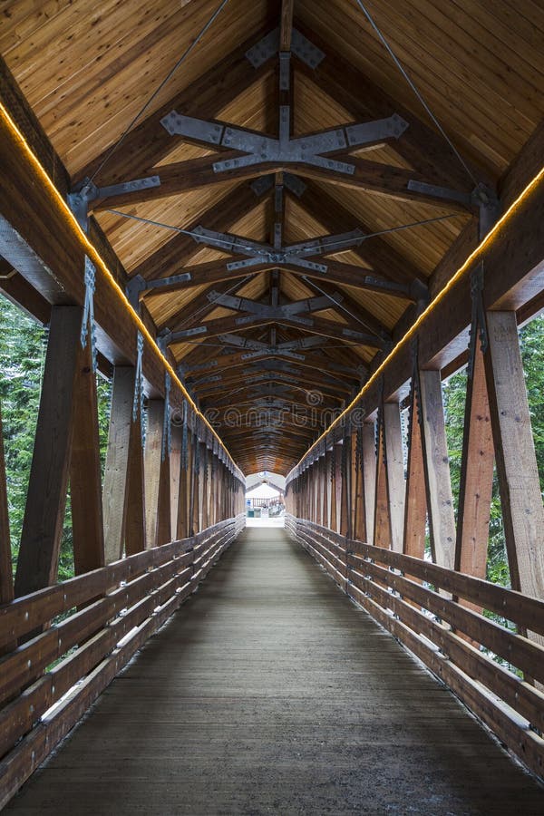Snoqualmie Pass Forest and Wood Bridge in Summer Stock Image - Image of ...