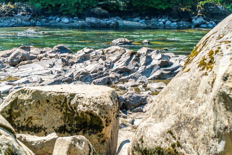 Snoqualmie River Rocks 2 stock image. Image of shore - 288312739
