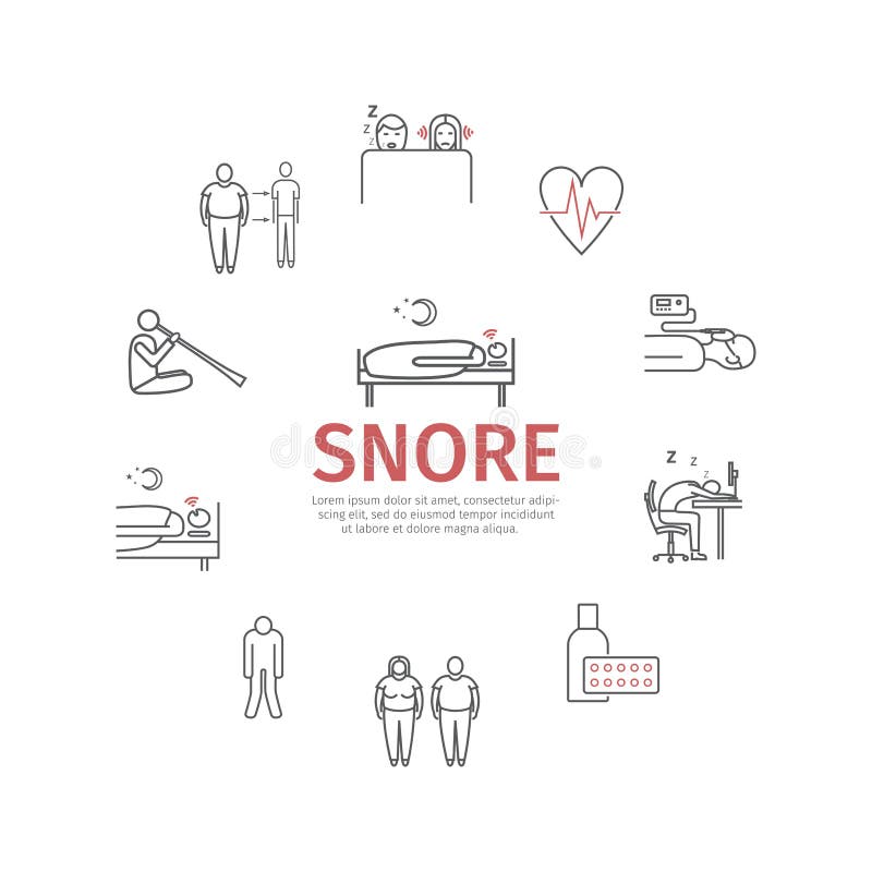 Snore. Line Icons Set. Vector Signs for Web Graphics Stock Illustration ...