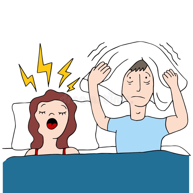 Snoring man with wife stock vector. Illustration of male - 12619367