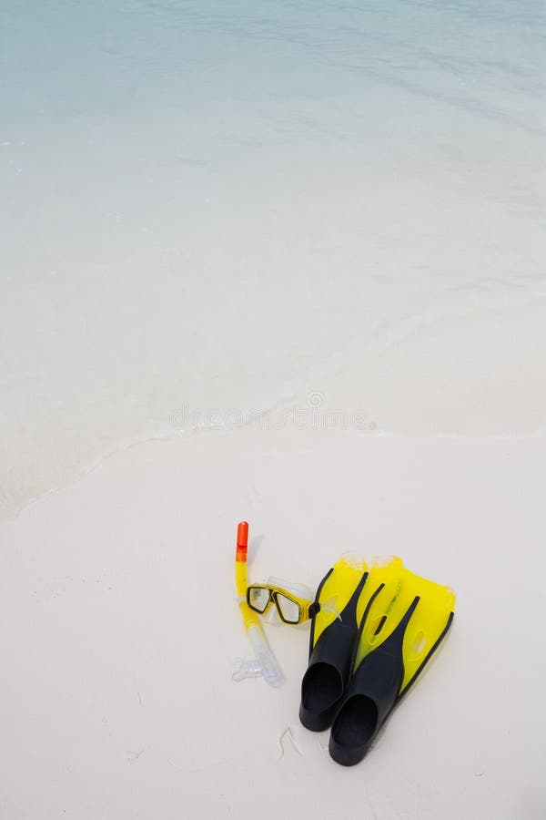 Snorkel Equipment on the Beach Stock Photo - Image of protection ...