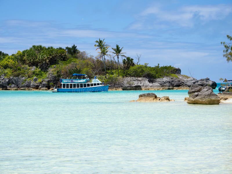 Snorkel and Glass Bottom Boat in Turquoise Water of Bermuda Stock Photo ...