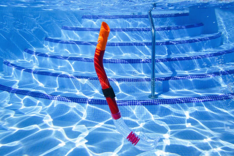 Snorkel Sinking in the Pool - View Underwater Stock Photo - Image of ...