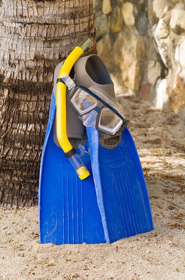 Snorkeling Goggles and Flippers Stock Photo - Image of sport, equipment ...
