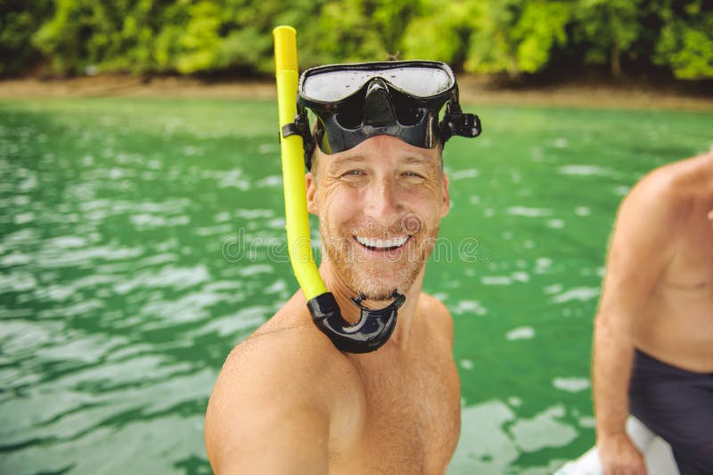 Snorkeling Men Having Great Time on Boat Stock Image - Image of beach ...