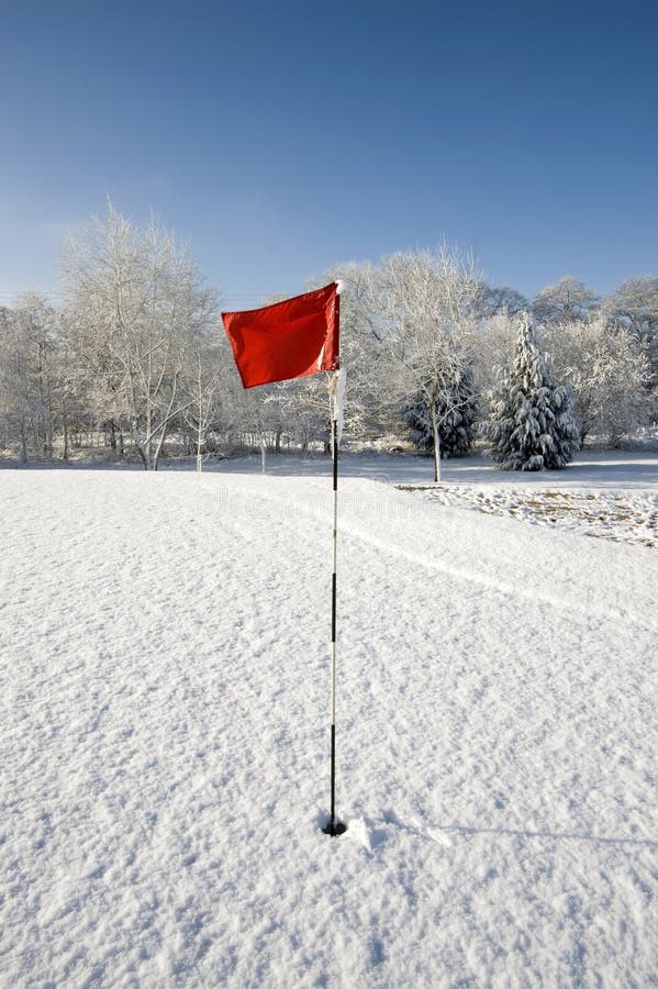 Golf Flag in the Snow stock image. Image of seasons, exercise - 2033847