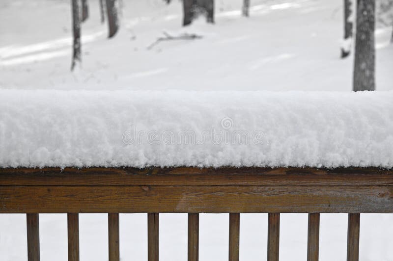 Snow on Deck Rail stock image. Image of landscape, snowflake - 107638507