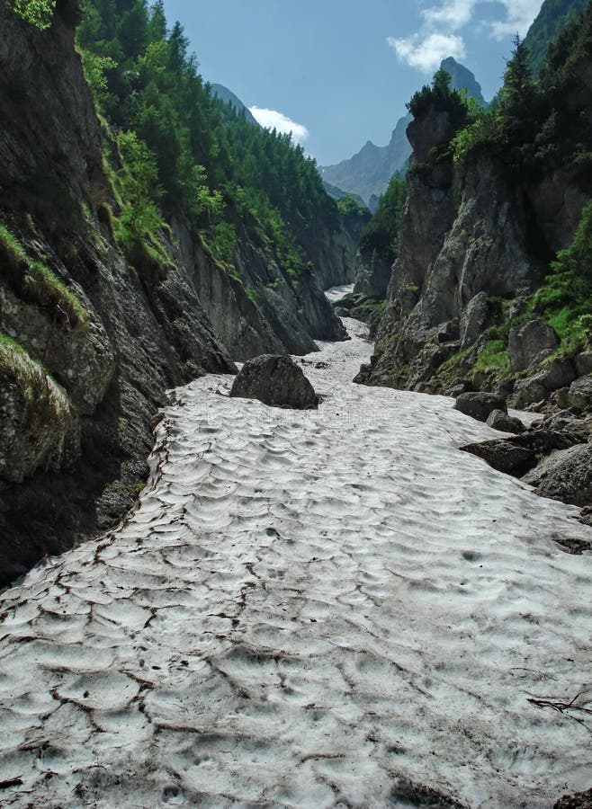 Snow on alpine valley stock image. Image of nature, carpathian - 53376633