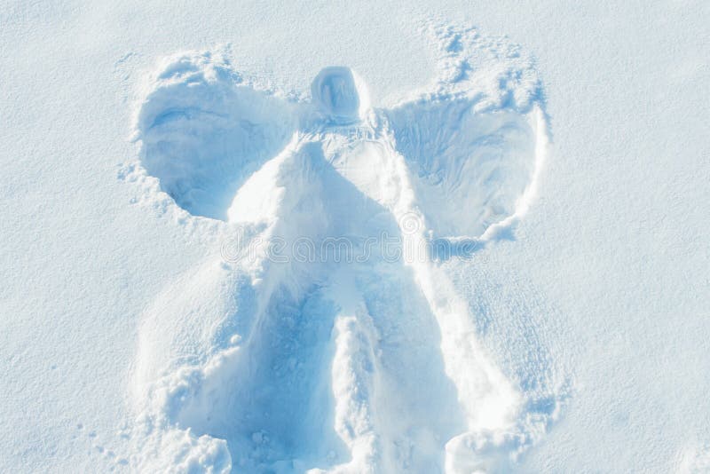 Snow Angel Made in the White Snow Stock Image - Image of leisure, print ...