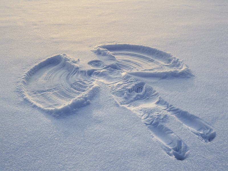 Snow Angel Made in the White Snow. Top Flat Overhead View Stock Photo ...
