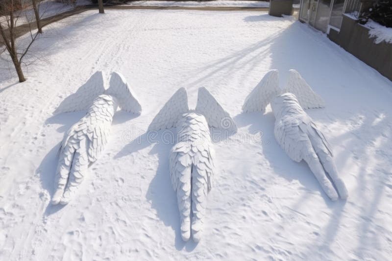 Snow Angels with a Variety of Unique Wing Shapes Stock Illustration ...