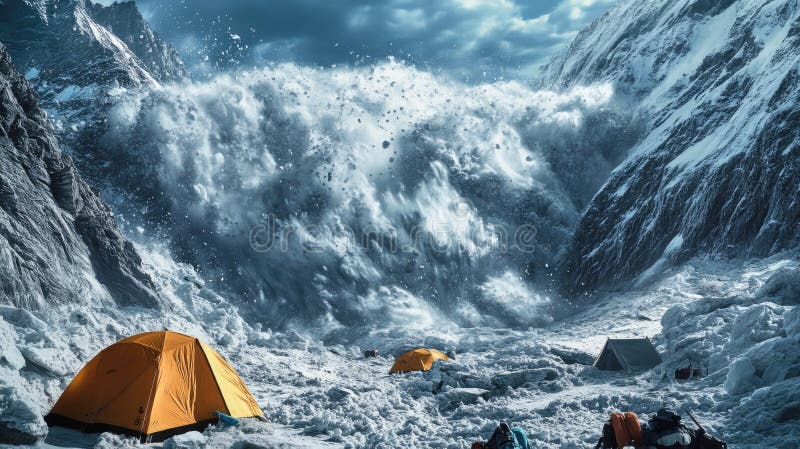Snow Avalanche Devastates Mountain Base Camp, Sweeping Away Tents and ...