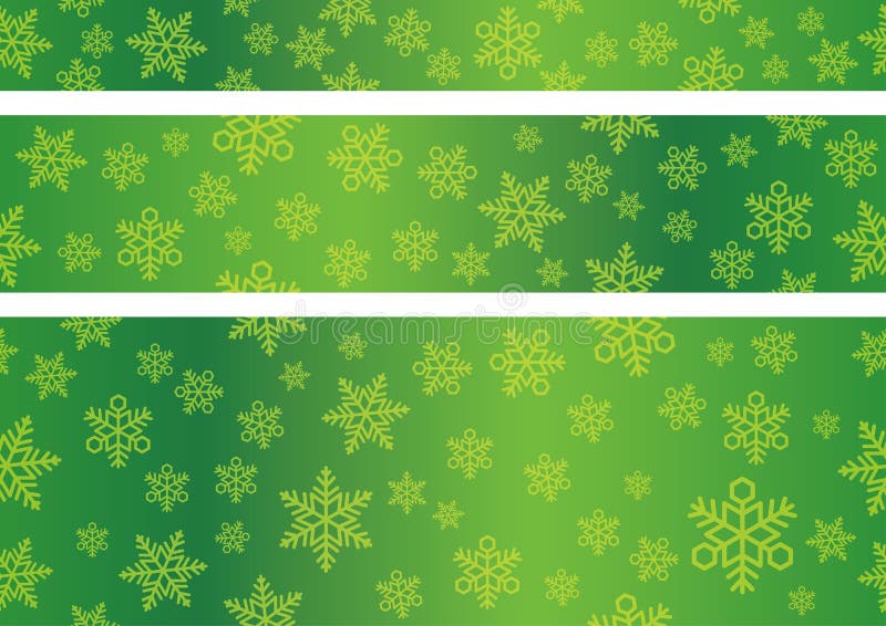 Vector Green Snow Background Set with Seamless Snowflake Pattern. Stock ...