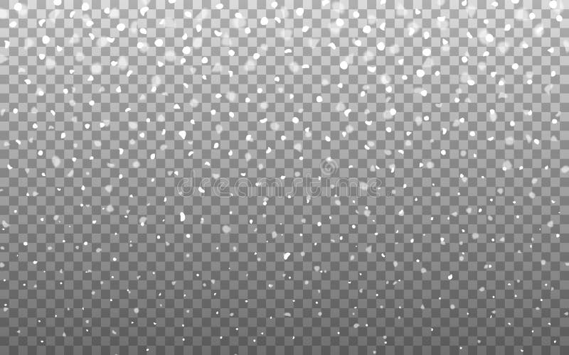 Snow Background. Falling Snowflakes on Transparent Backdrop. Realistic ...