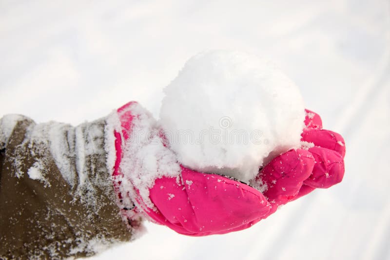 Snow ball in hand stock image. Image of snow, closeup - 12256745