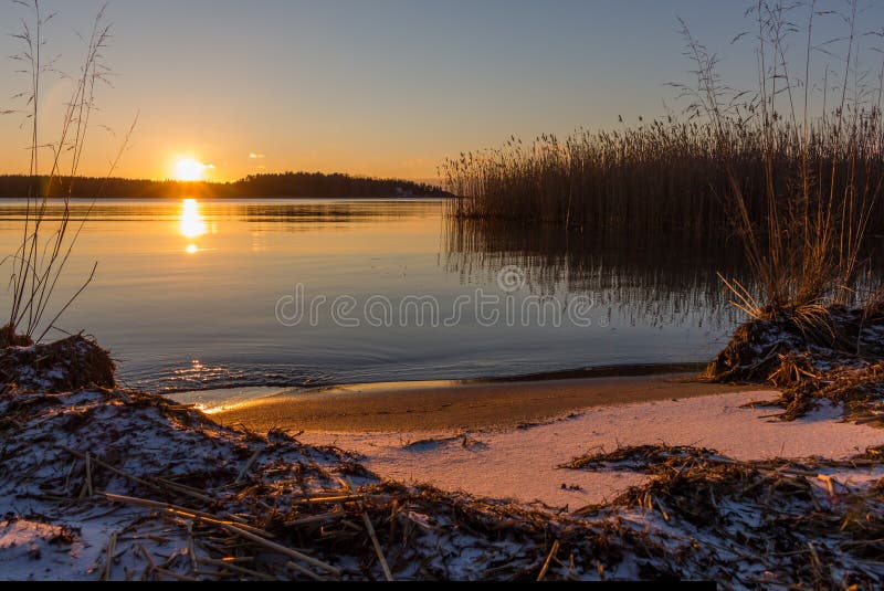 Snow beach stock photo. Image of sand, beach, sunset - 48594210