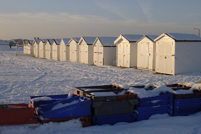 Snow on Beach at Worthing. England Stock Image - Image of winter, snow ...