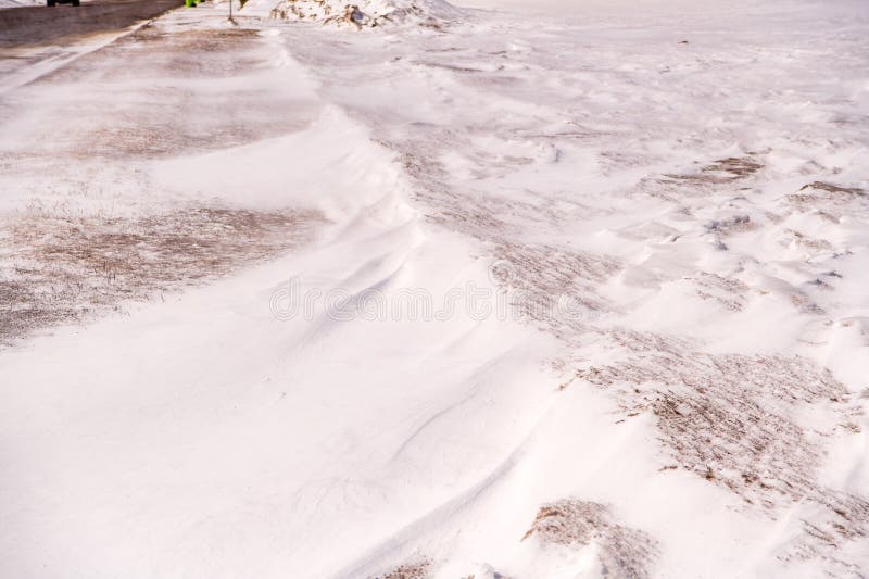 Snow Being Swept Over the Road Stock Photo - Image of road, swept ...