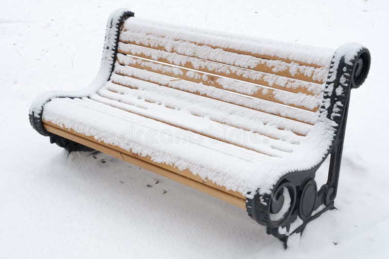 Snow bench stock photo. Image of covered, park, bench - 26958192