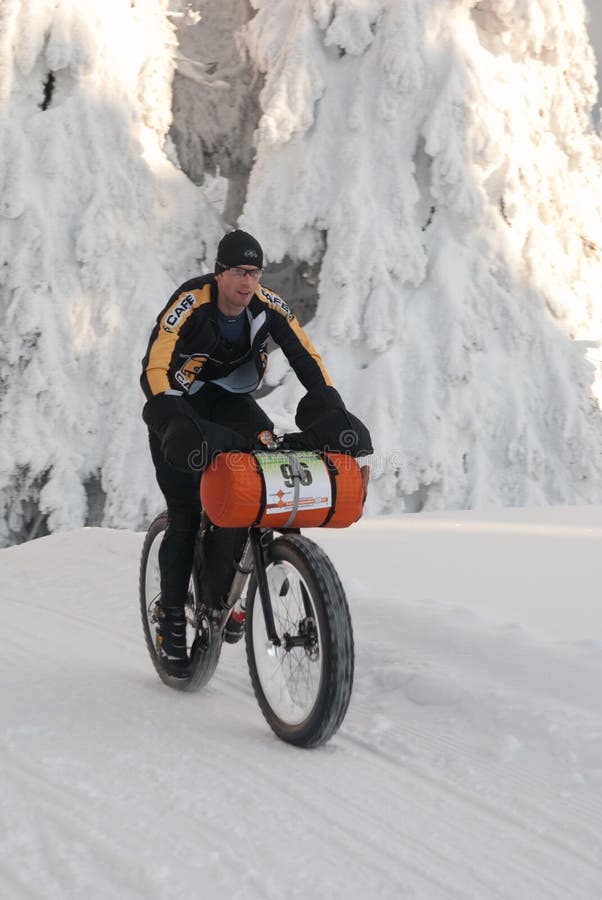 Snow Biker on Trail of Sedivacek S Long Editorial Image - Image of ...