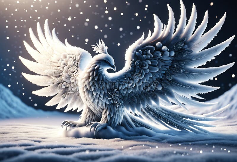 Snow Bird Phoenix. Generative AI Stock Illustration - Illustration of ...